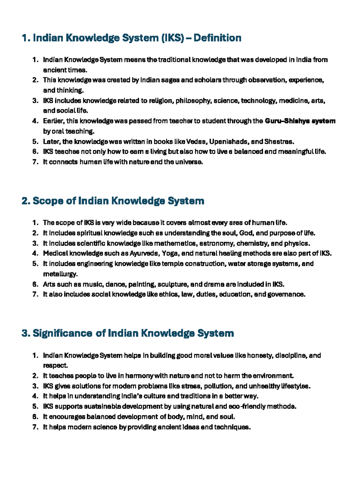 Indian Knowledge System (IKS) Overview and Significance - Studocu