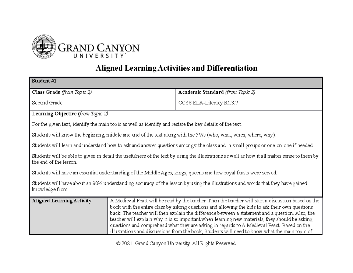 Aligning Standards and Learning Objectives -week 5 - Aligned Learning ...