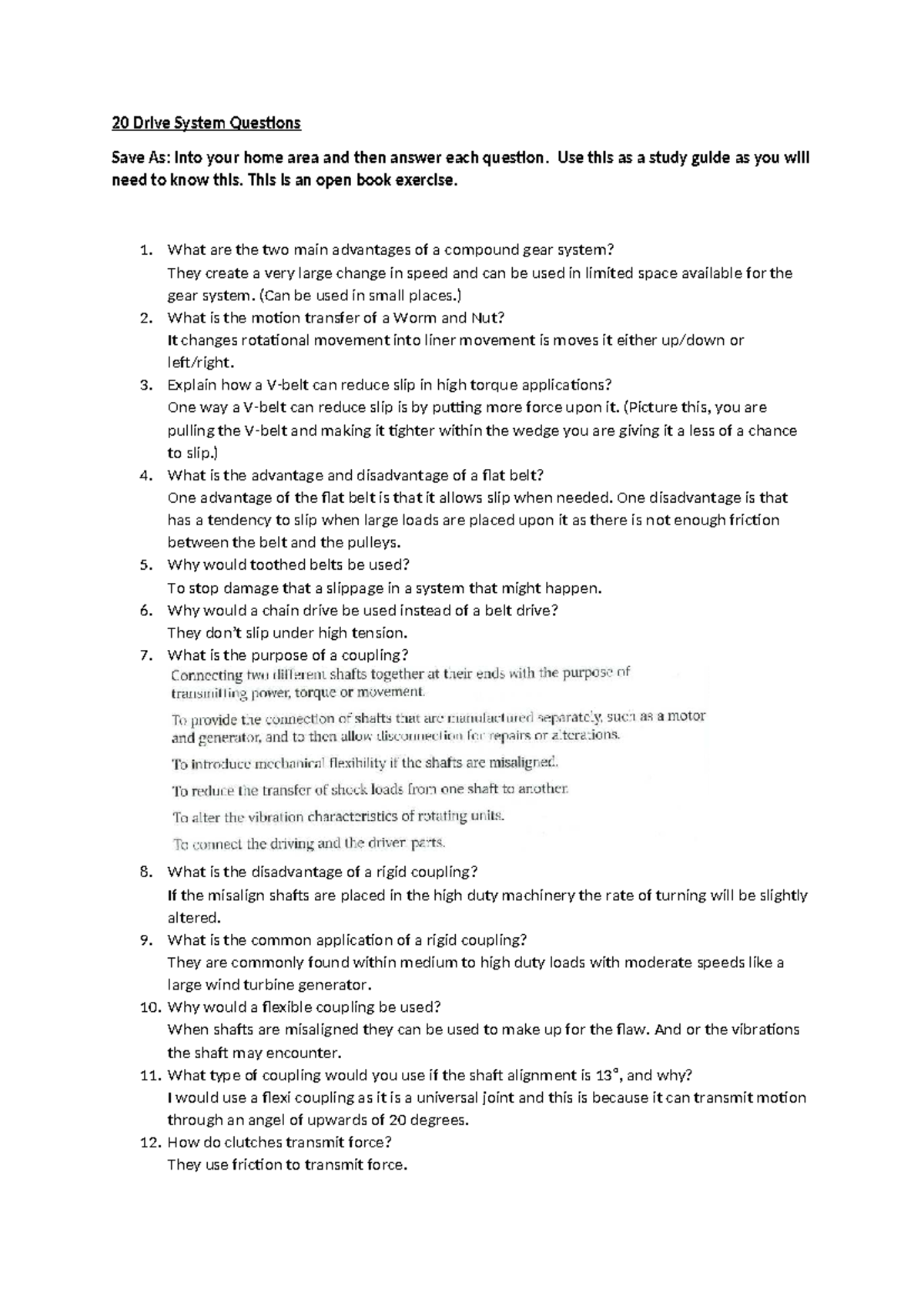 Drive System Questions Study Guide: Key Concepts and Answers - Studocu