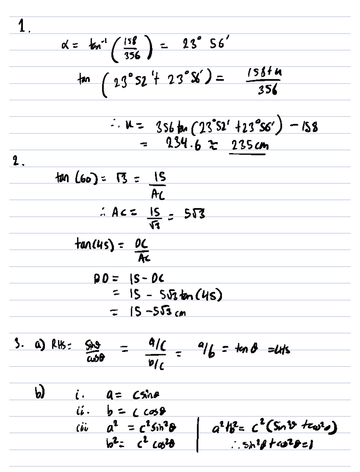 Trigonometry (158 356) Week 1 Homework Solutions - Studocu