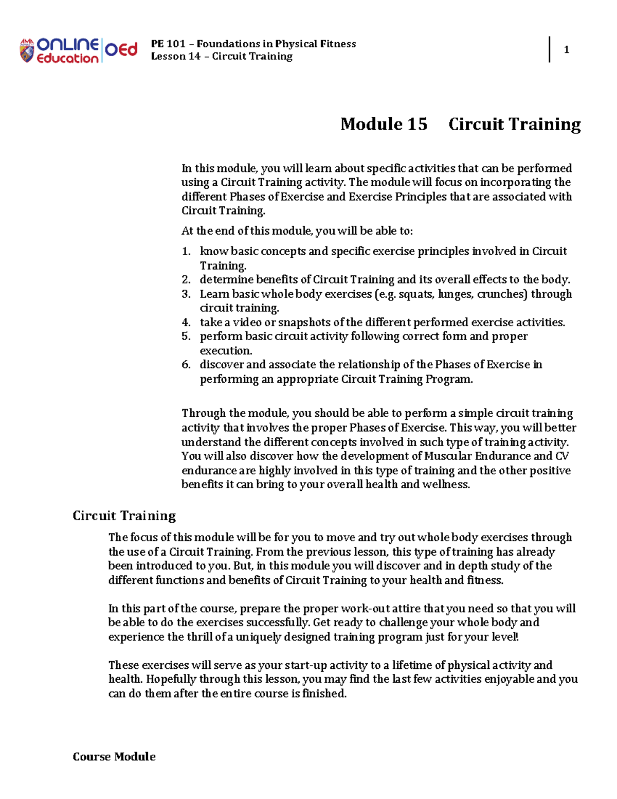 W12 & W13 Lesson 14 - In-Depth Circuit Training Techniques - Studocu