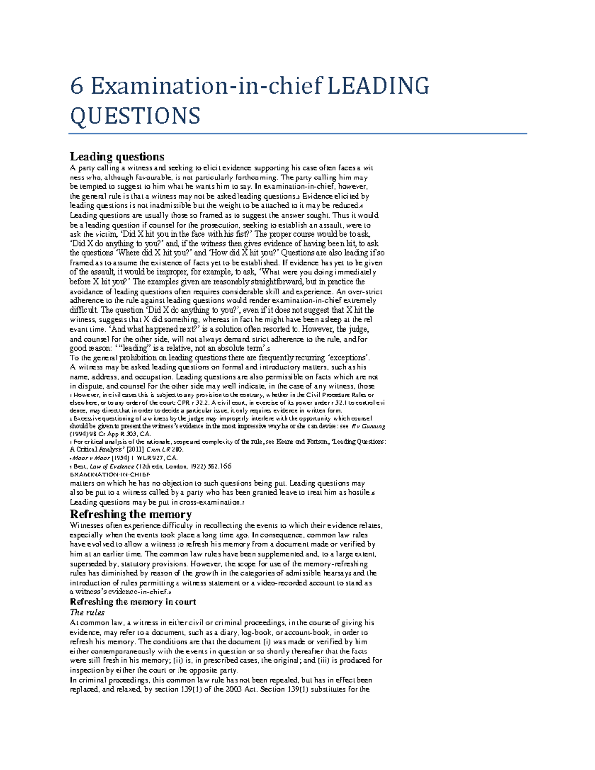 Examination-in-Chief: Understanding Leading Questions in Evidence Law ...