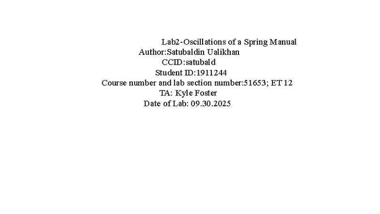 ET 12 Lab 1: Spring Manual Analysis and Data Interpretation - Studocu