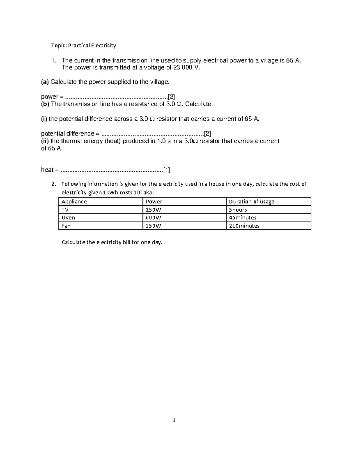 Practical Electricity 1: Power Calculations & Circuit Design - Studocu