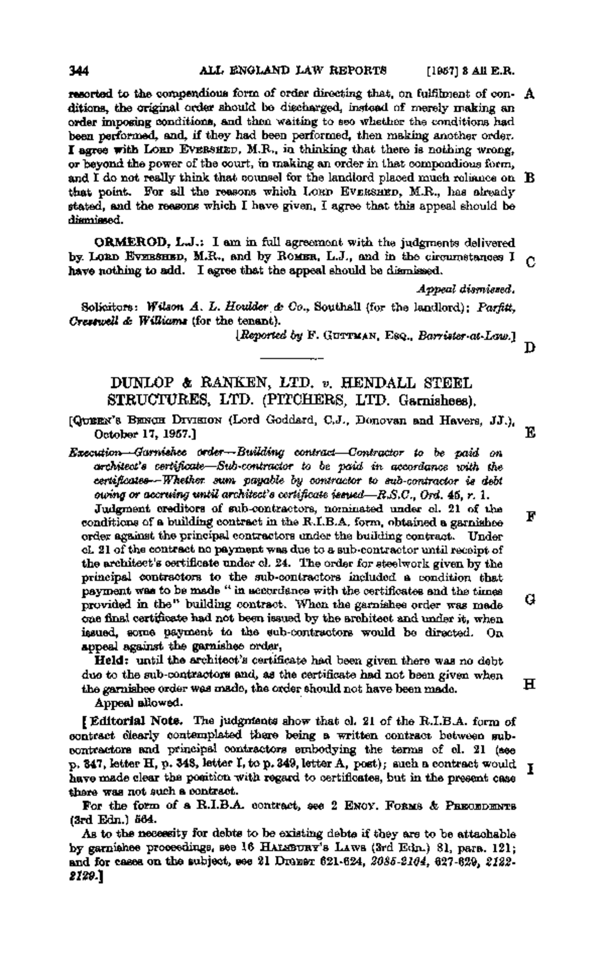 344 ALL E.R. Case Study: Dunlop Ranken, Ltd. v. Hendall Steel ...