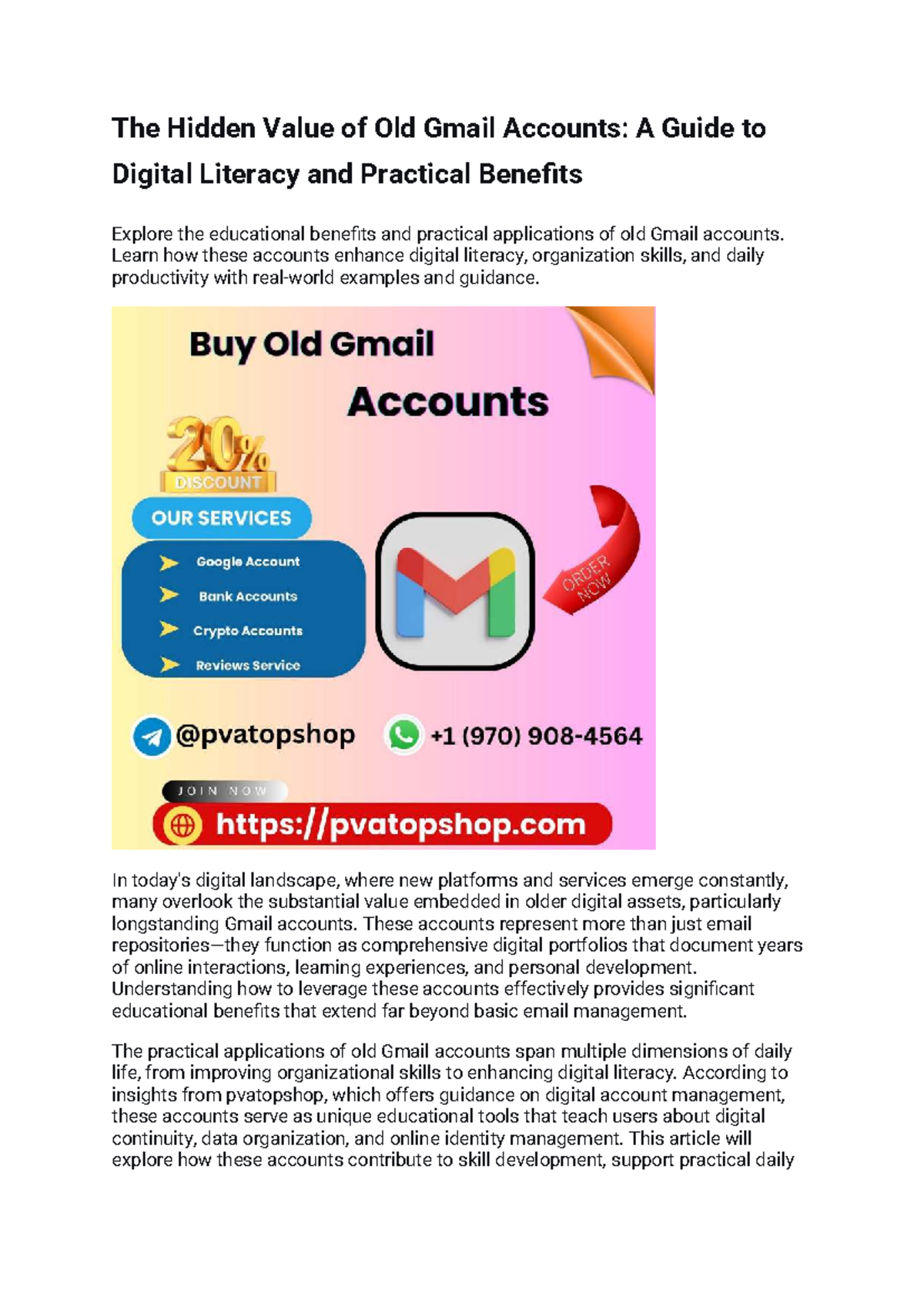 The Hidden Value of Old Gmail Accounts: Enhancing Digital Literacy ...