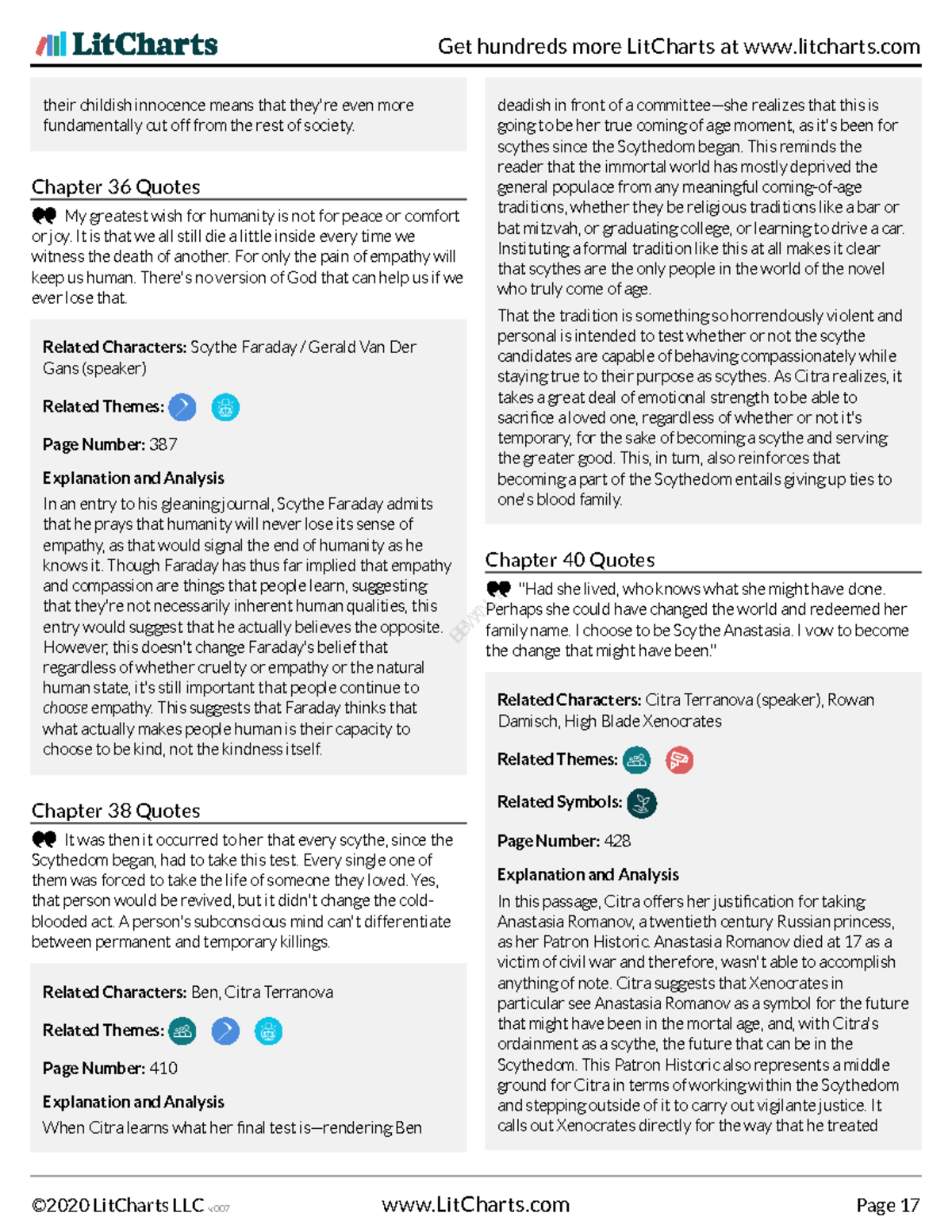 Scythe Analysis: Key Quotes and Themes from Chapters 36-40 - Studocu