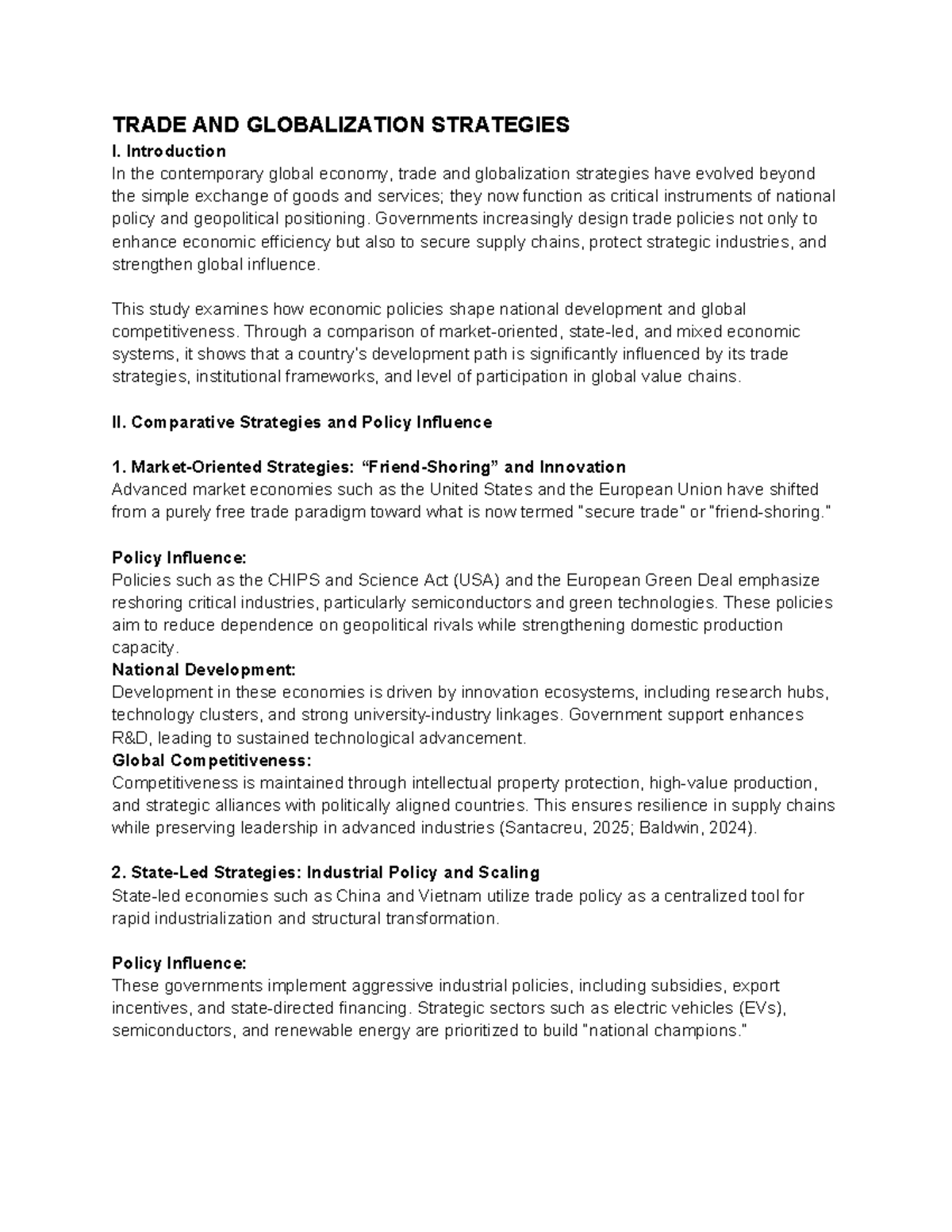 Trade and Globalization Strategies: A Comparative Analysis - Studocu