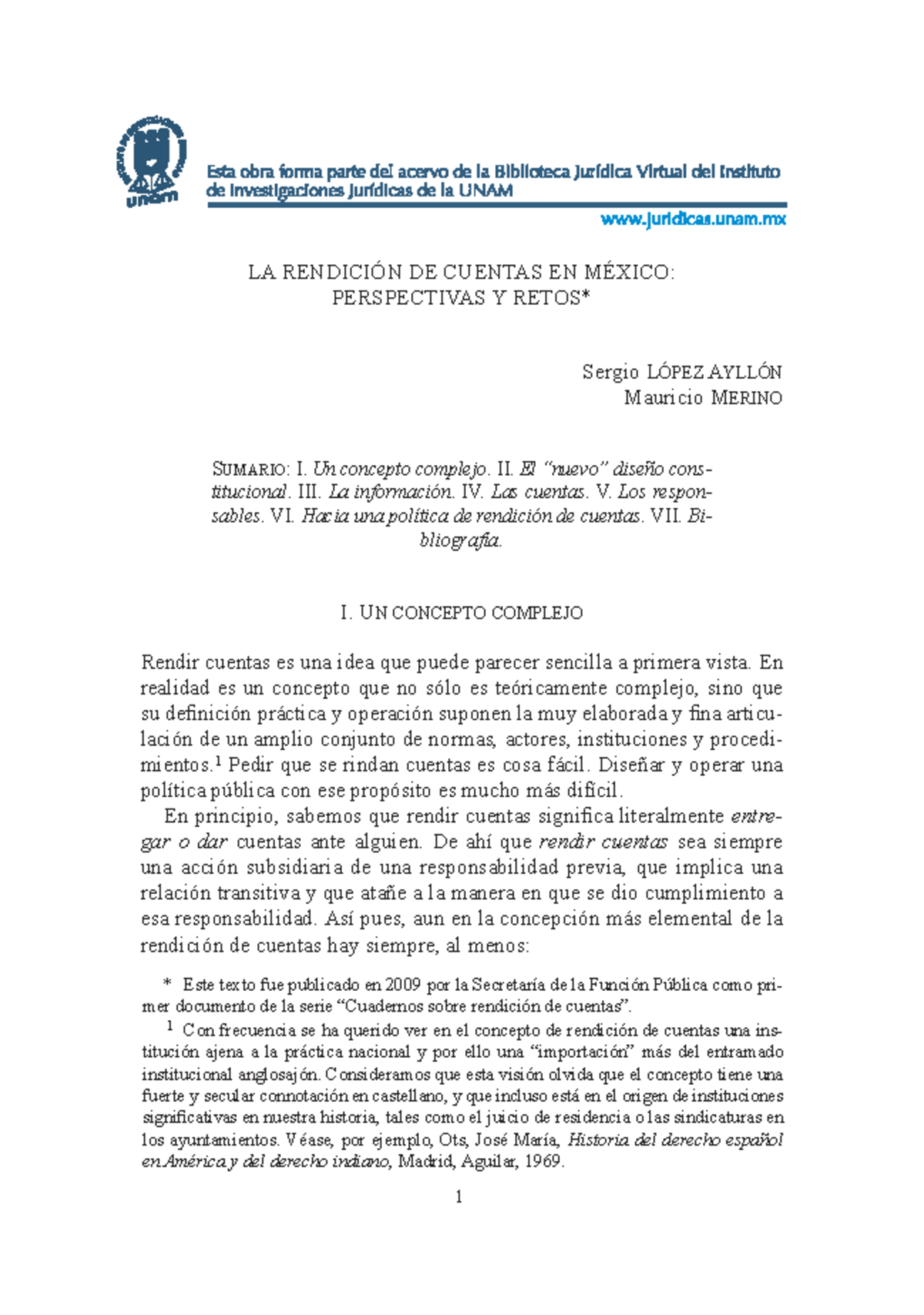 La rendición de cuentas en México: Análisis y Perspectivas (L. Ayllón ...