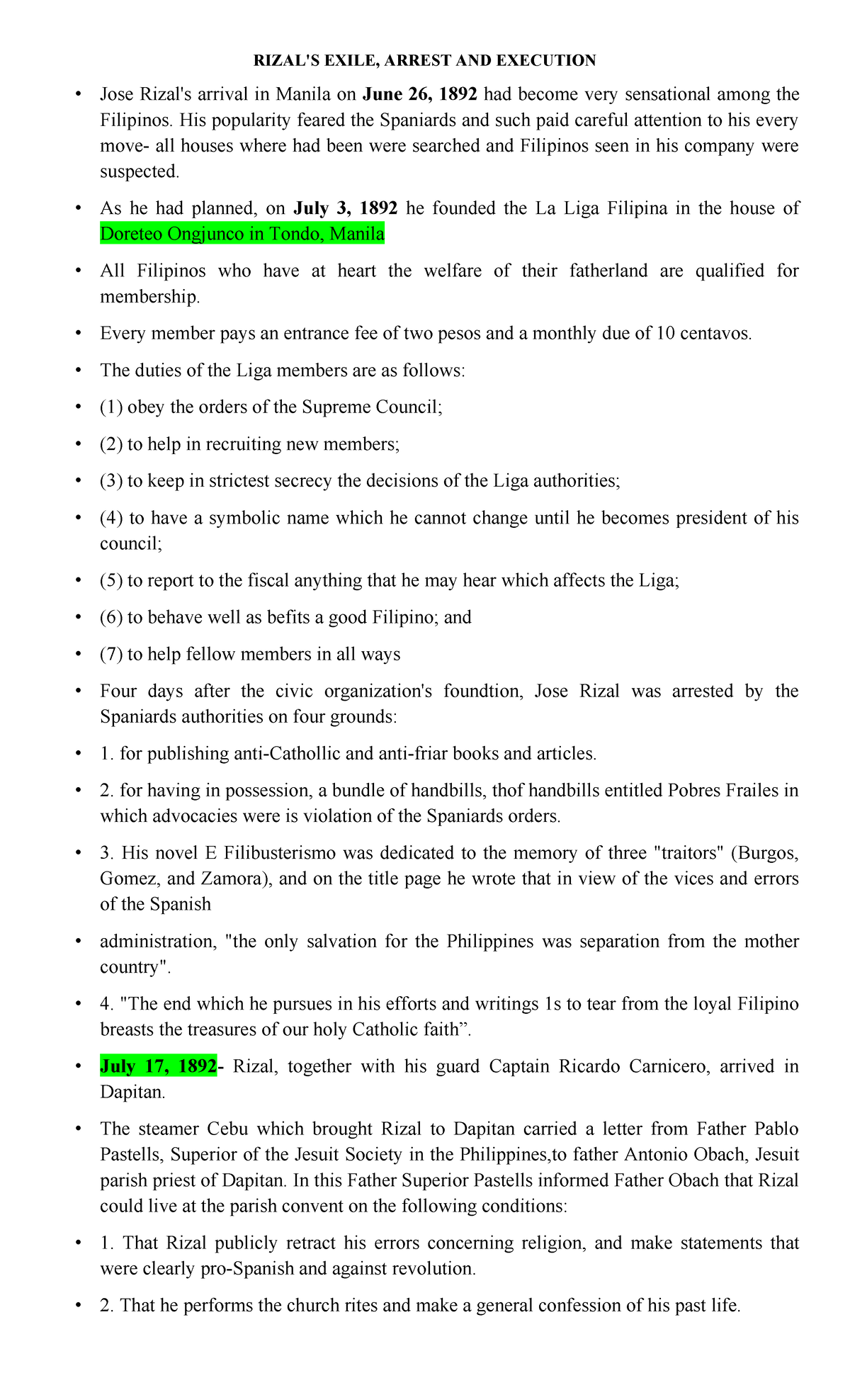 Jose Rizal's exile, arrest, and execution: A comprehensive review - Studocu