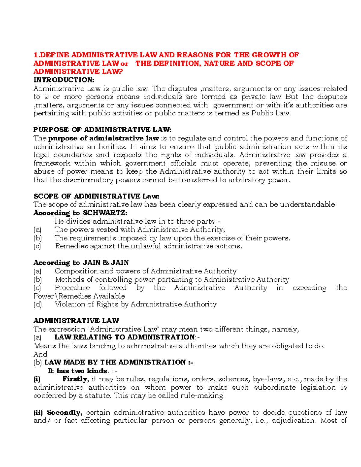 Administrative Law - Definition, Growth, and Key Concepts - Studocu