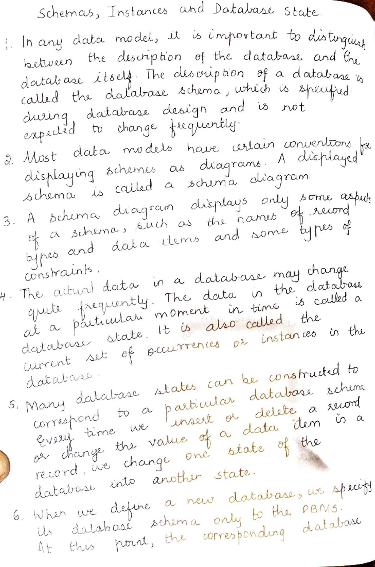 DBMS 101: Schemas, Instances, and Database States - Notes - Studocu