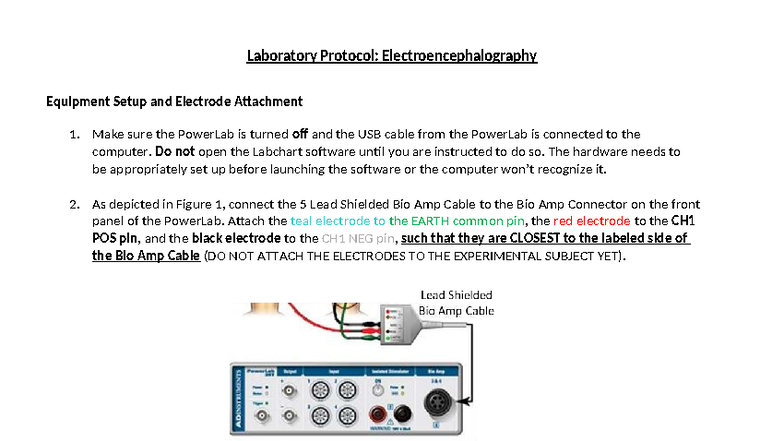 EEG Protocol: Equipment Setup & Electrode Attachment Guide - Studocu