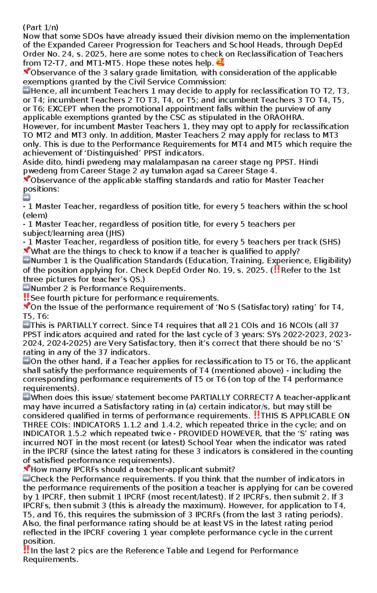 Reclassification Guidelines for Teachers: ECP - Part 1 Notes - Studocu