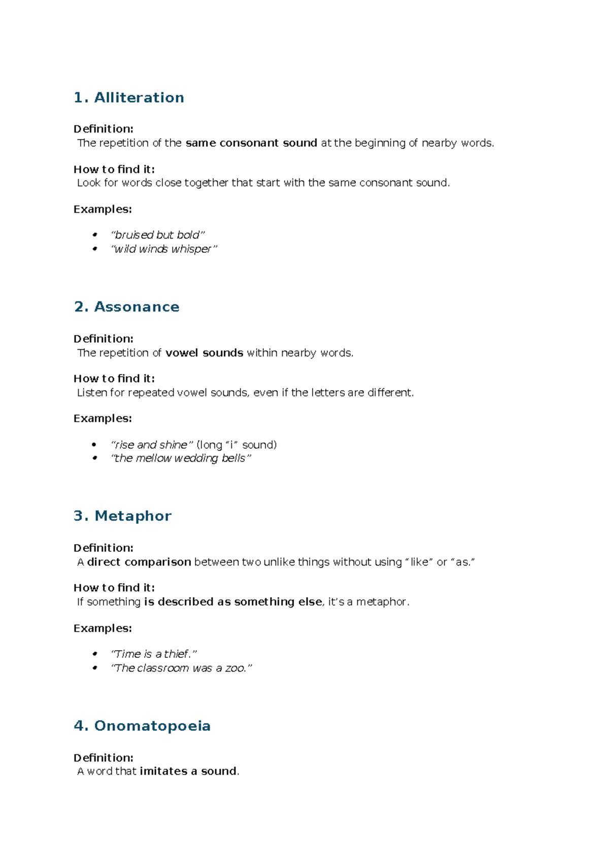 Engels Begrippen: Literary Devices Explained (Doc 57) - Studeersnel