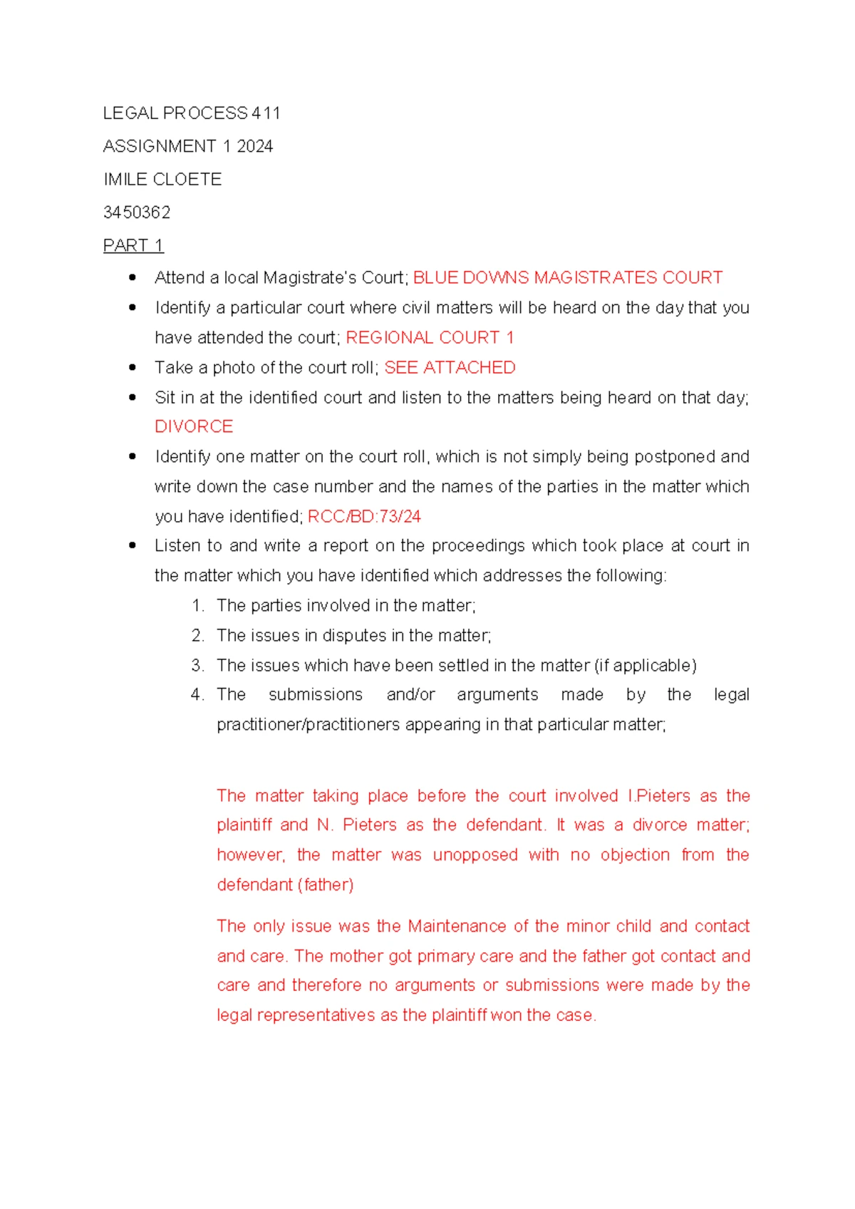 Representations Example 2 - IN THE MAGISTRATES COURT FOR THE DISTRICT ...