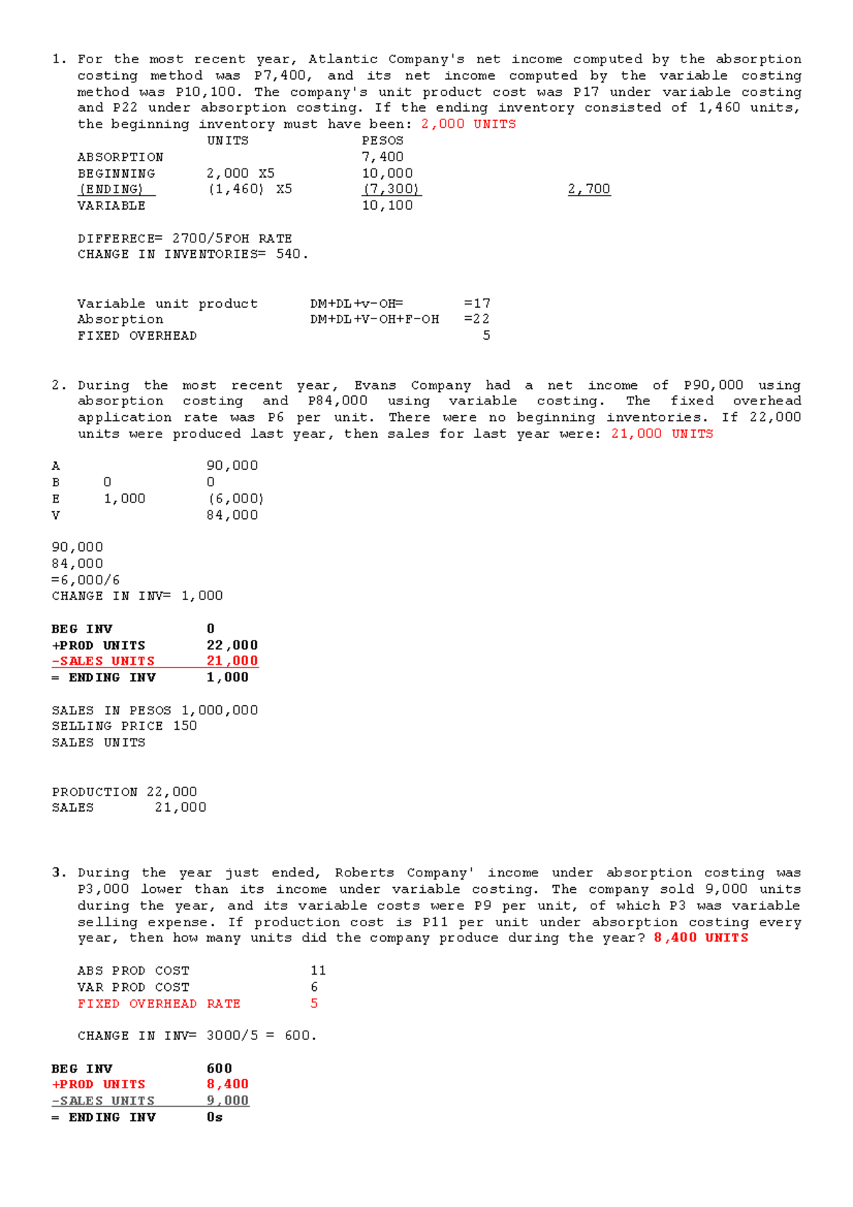 Cost Variance Solutions - ACCTG15 Analysis and Calculations - Studocu