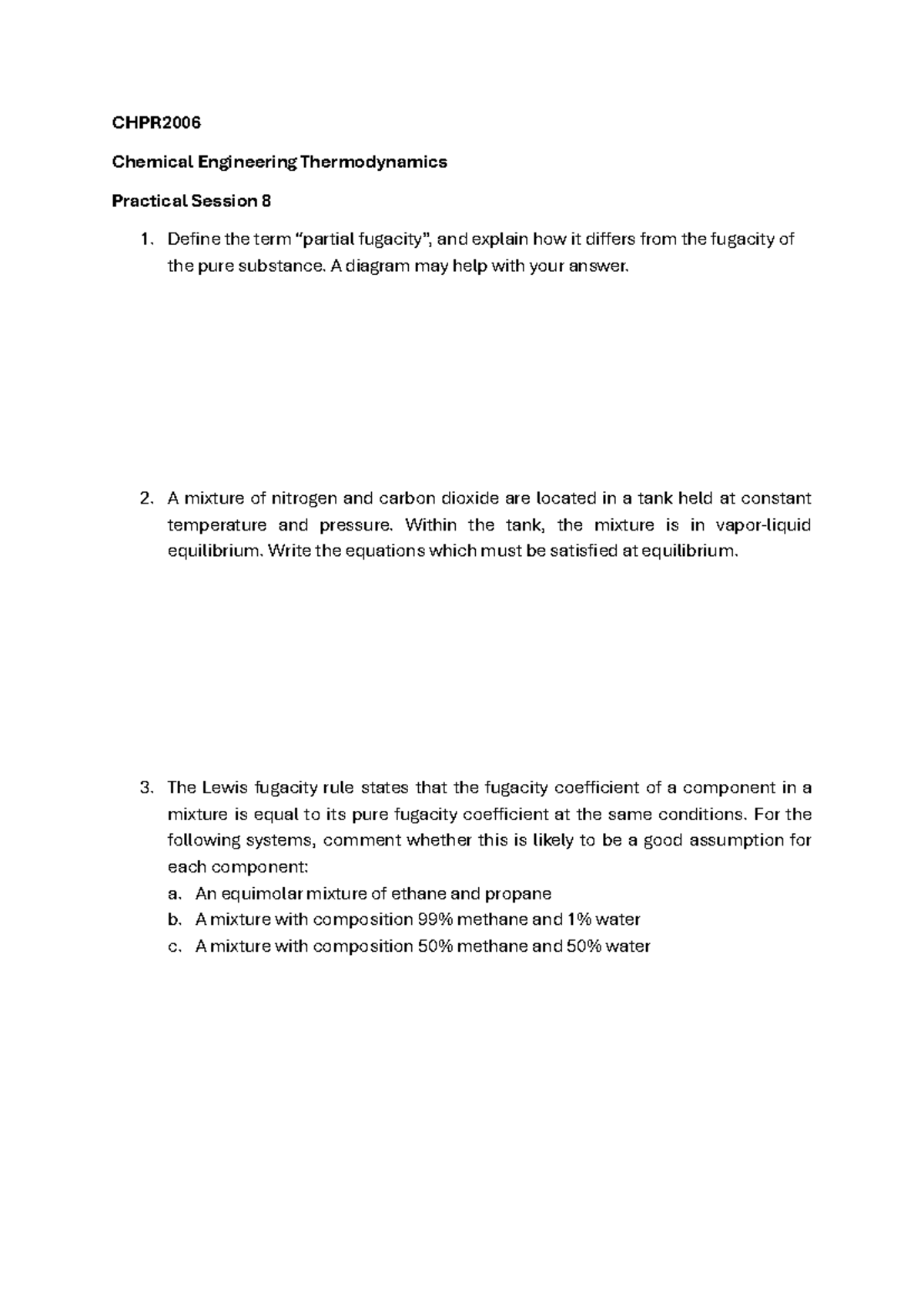 CHPR2006 Chemical Engineering Thermodynamics Practical Session 8 ...
