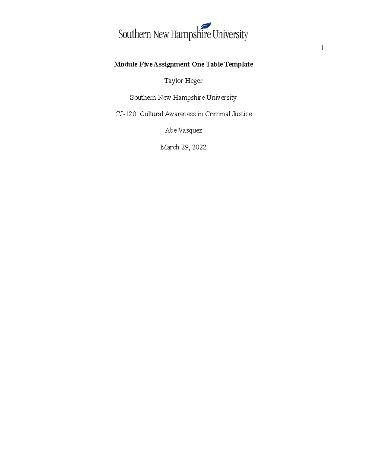 CJ 120 5-1 Assignment - 1 Module Five Assignment One Table Template ...