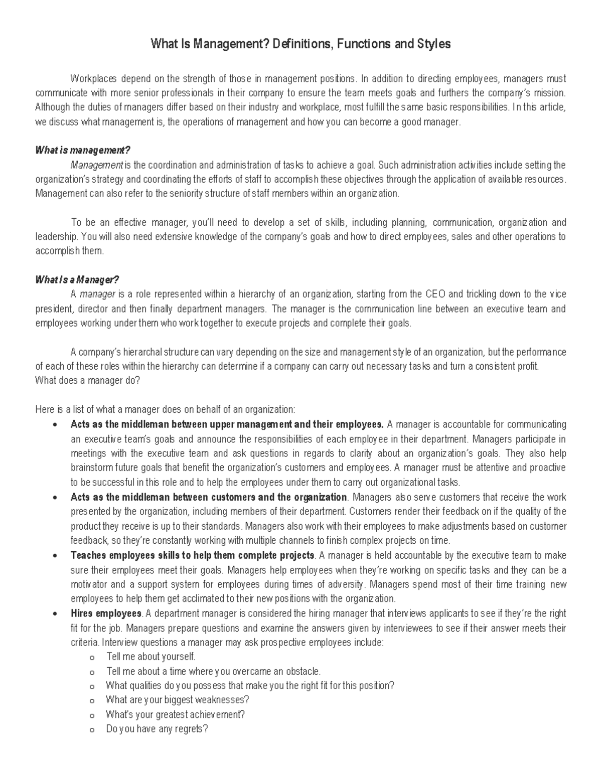 Intro to Org & Man - Module: Understanding Management Roles & Styles ...