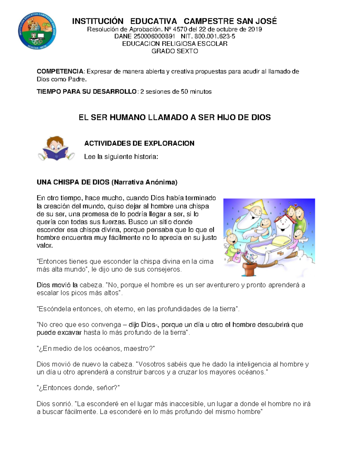 1. GUIA 1 EL SER Humano Llamado A SER HIJO DE DIOS - INSTITUCIÓN EDUCATIVA CAMPESTRE SAN JOSÉ ...