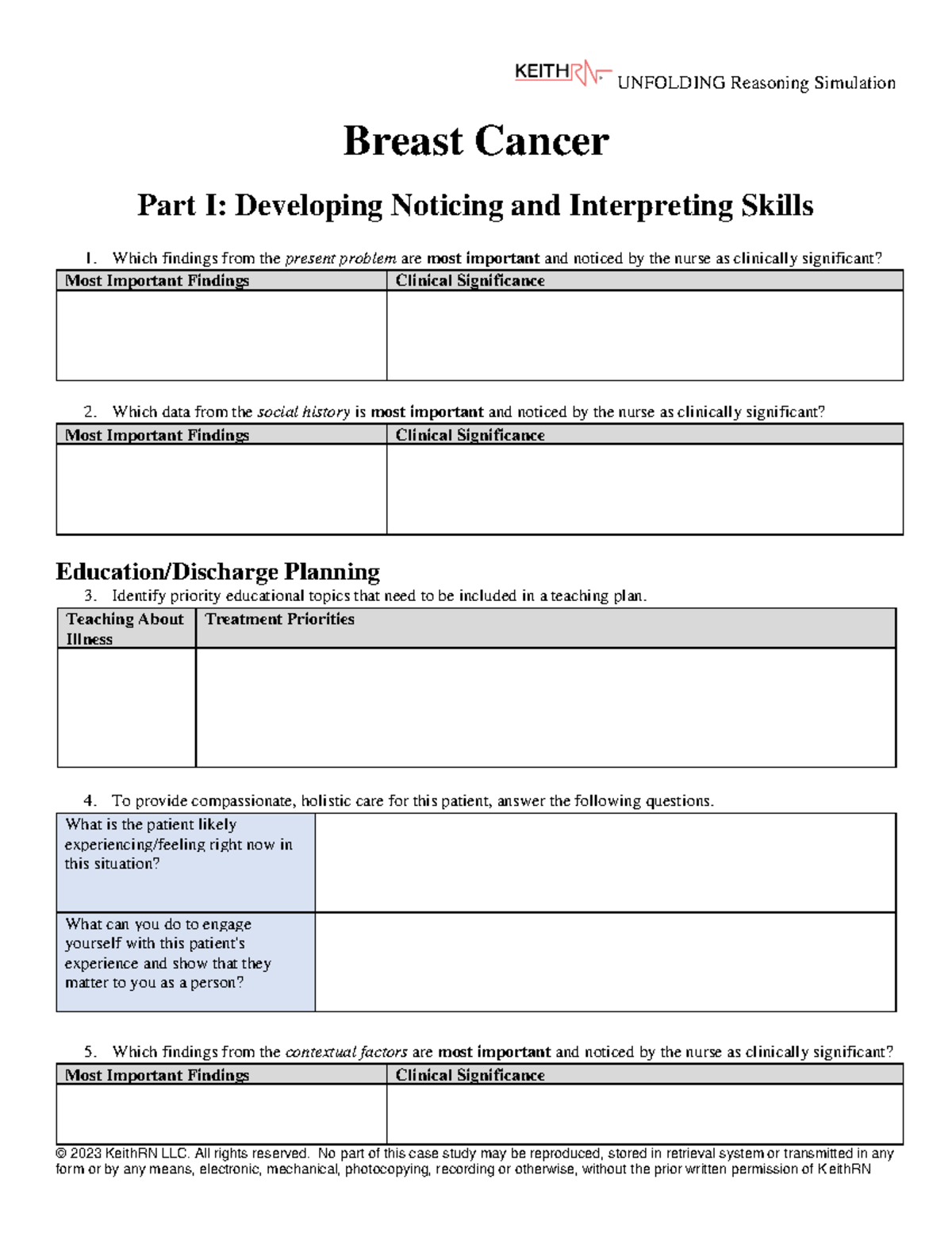 UNFOLDING Reasoning Simulation: Breast Cancer Case Study Part I - Studocu