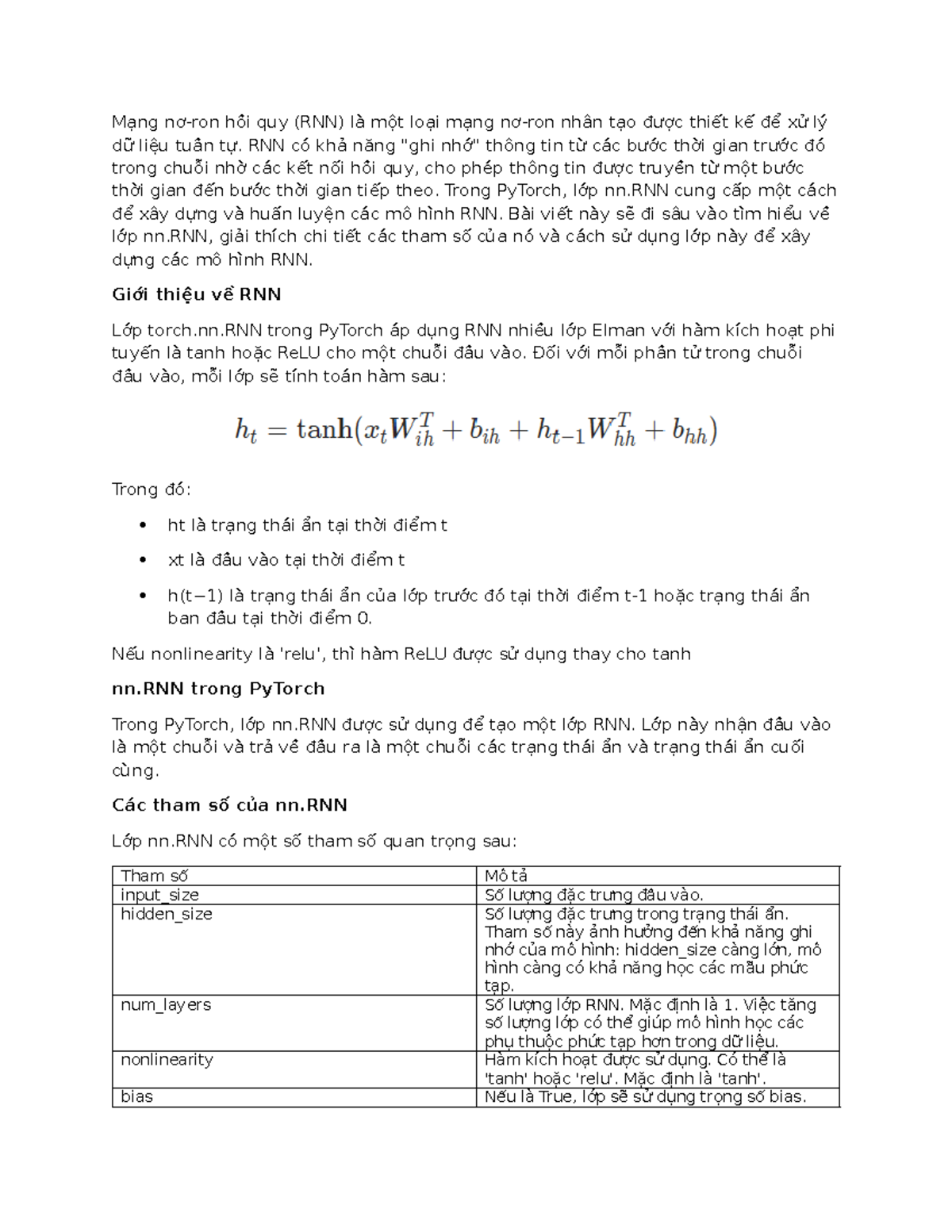 Tìm hiểu Mạng Nơ-Ron Hồi Quy (RNN) - PY234 Homework - Studocu