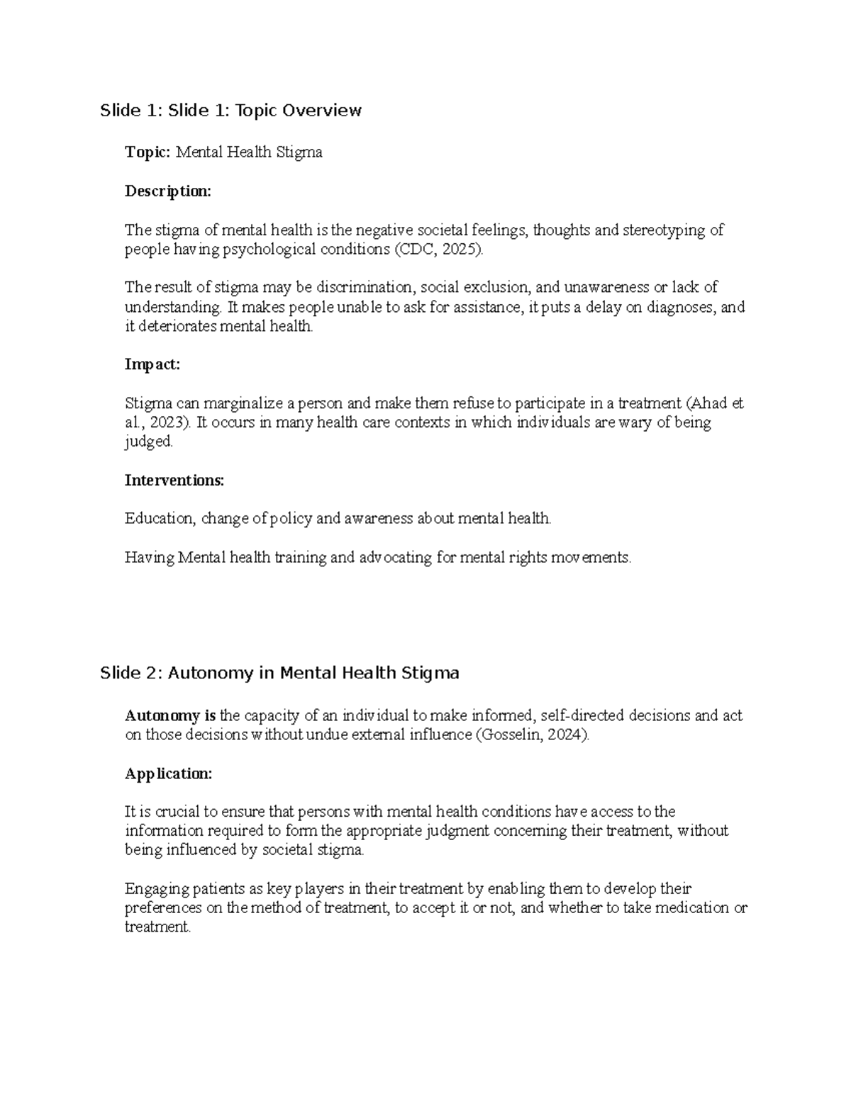 Mental Health Stigma: Ethical Principles and Interventions (Course Code ...