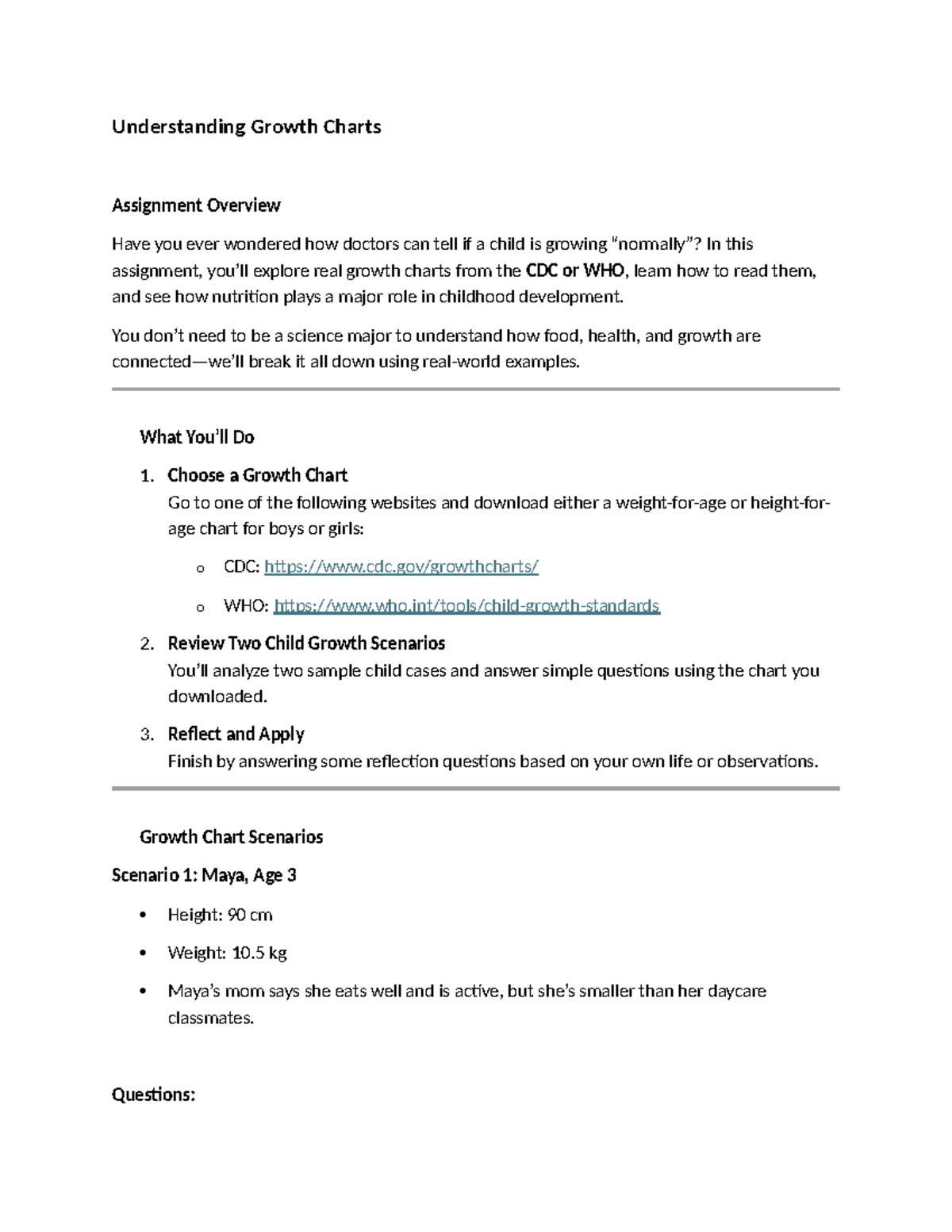Understanding Growth Charts Assignment Overview (SCI 101) - Studocu