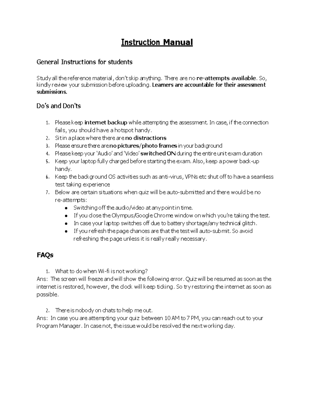 Unit Exam Instructions Manual for Students - Studocu