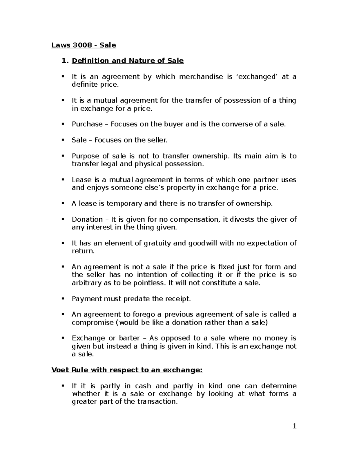 Laws 3008 - Sale: Final Exam Lecture Notes (Sections 5-10) - Studocu