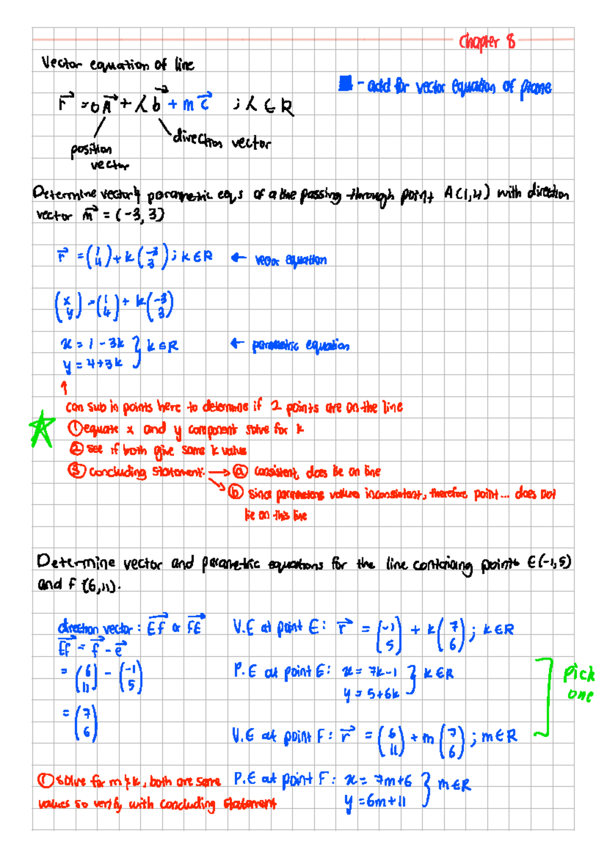 Chapter 8: Vector Equations of Lines and Planes (MATH 101) - Studocu