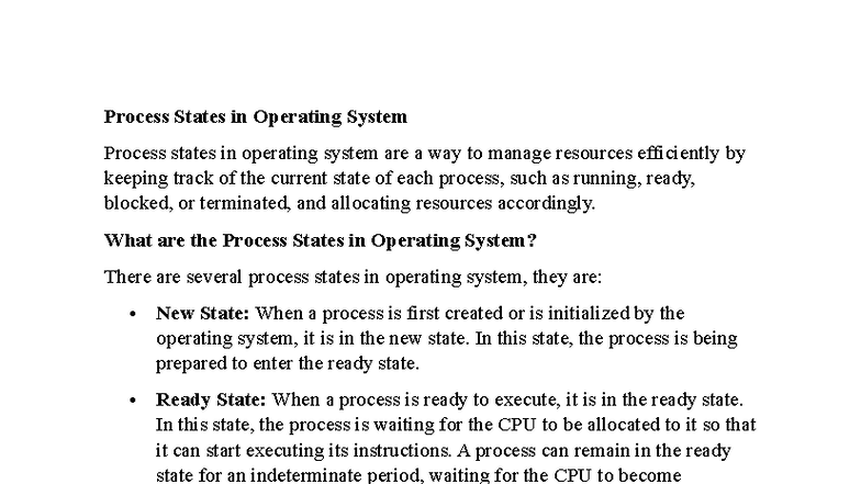 Process States and Scheduling in OS (OS L2) - Studocu