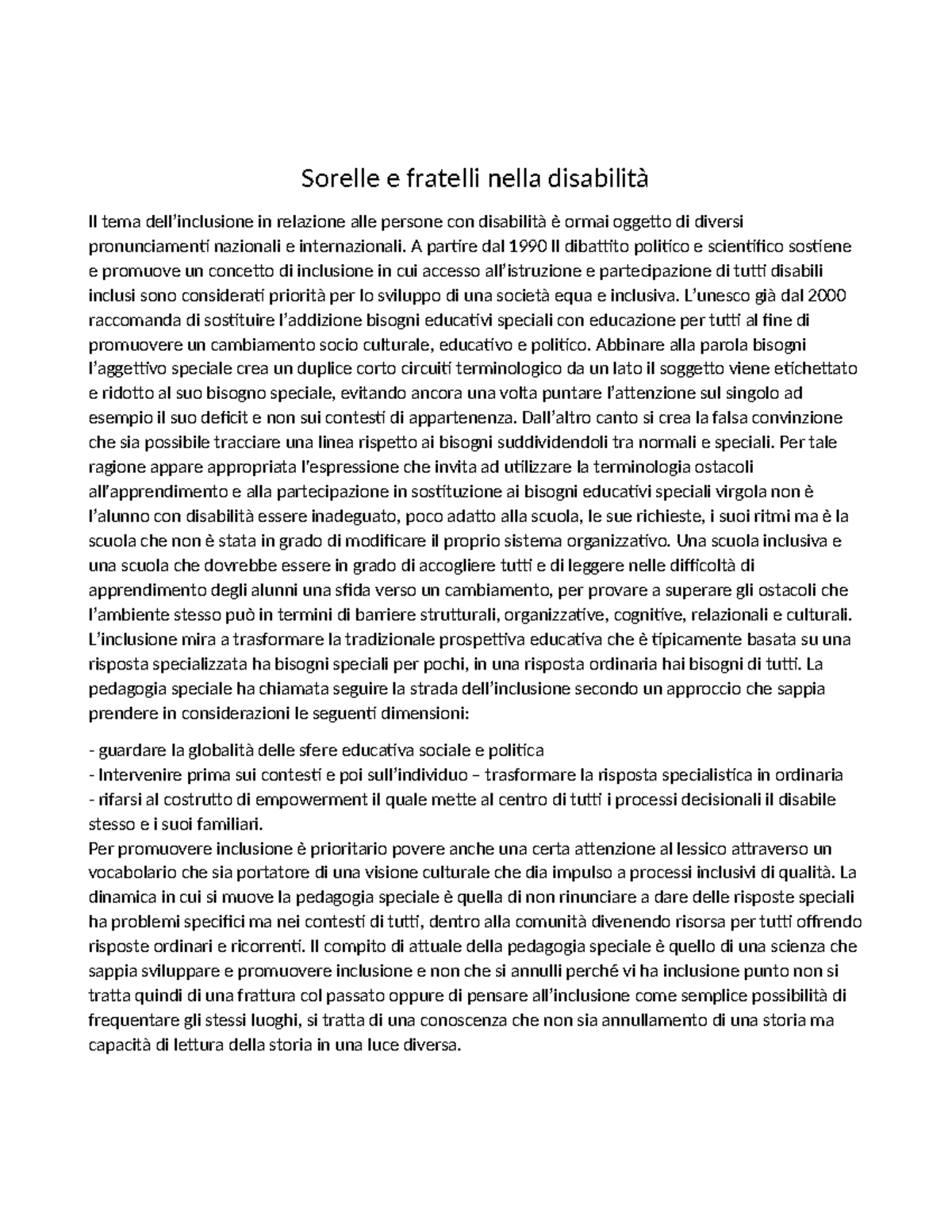 Fratelli e Sorelle nella Disabilità: Inclusione e Sostegno Educativo ...