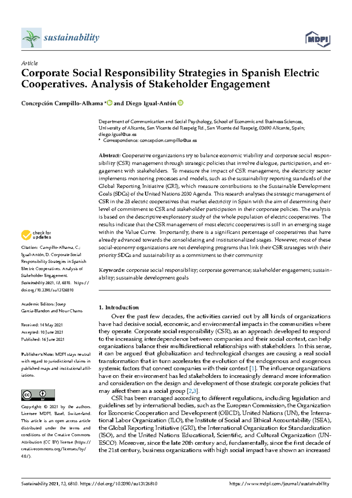 Corporate Social Responsibility Strategies in Spanish Electric ...