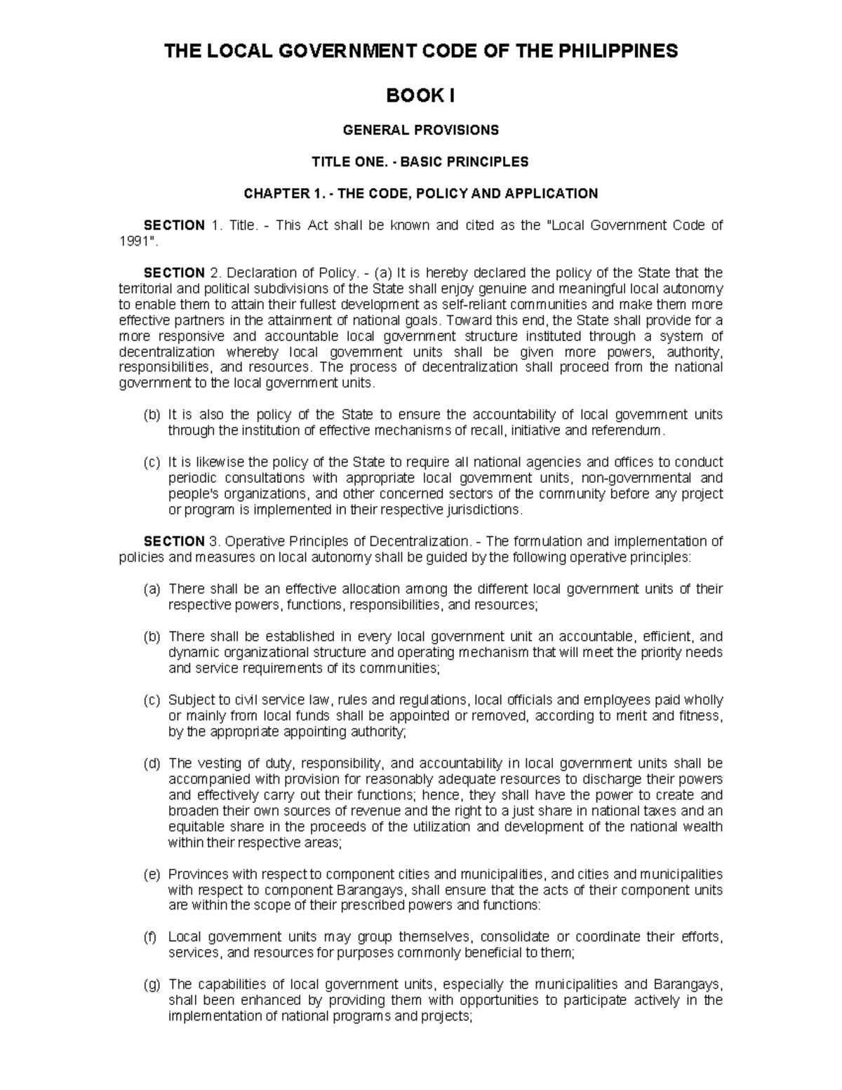 Philippine Local government unit basic principles - THE LOCAL ...