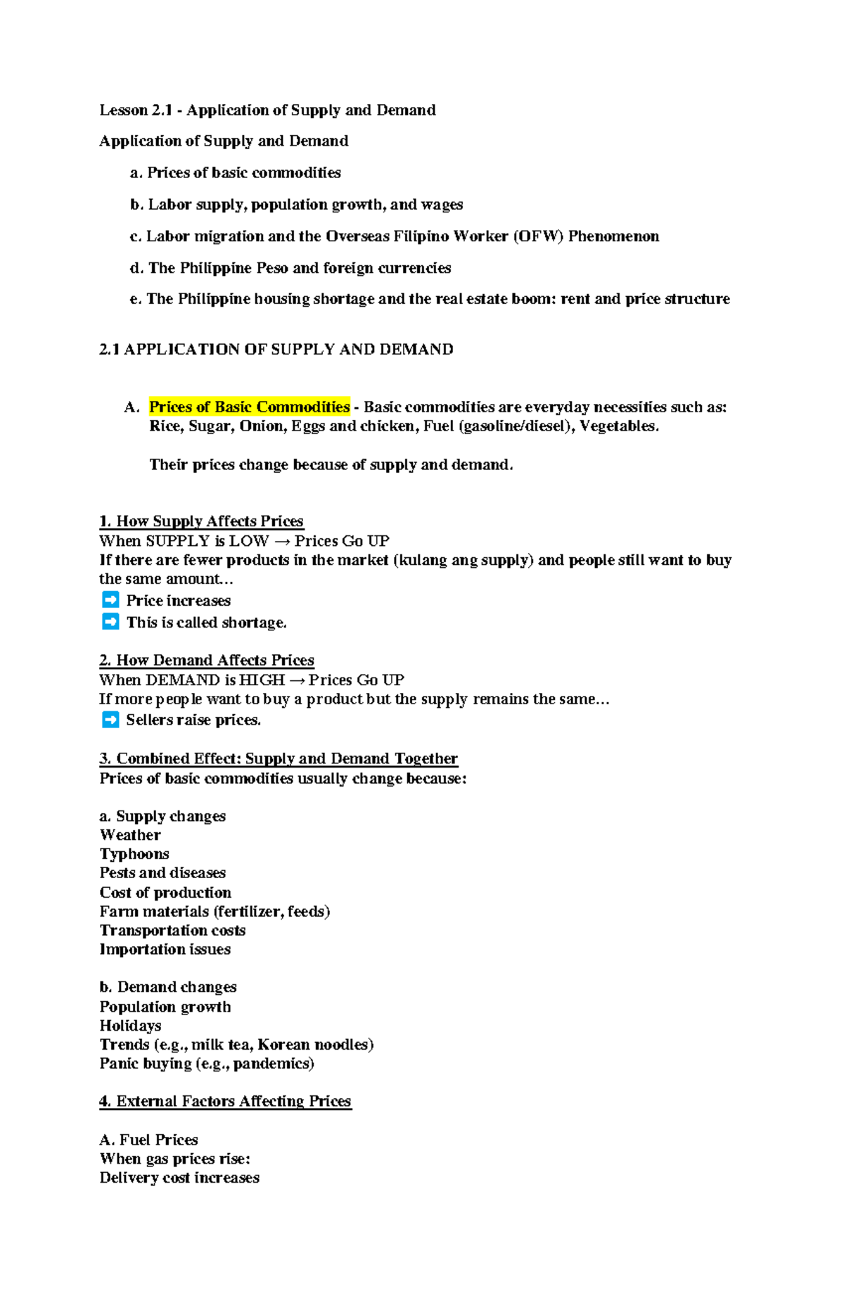 AE-Lesson 2.1: Supply and Demand in Economics and Its Impacts - Studocu