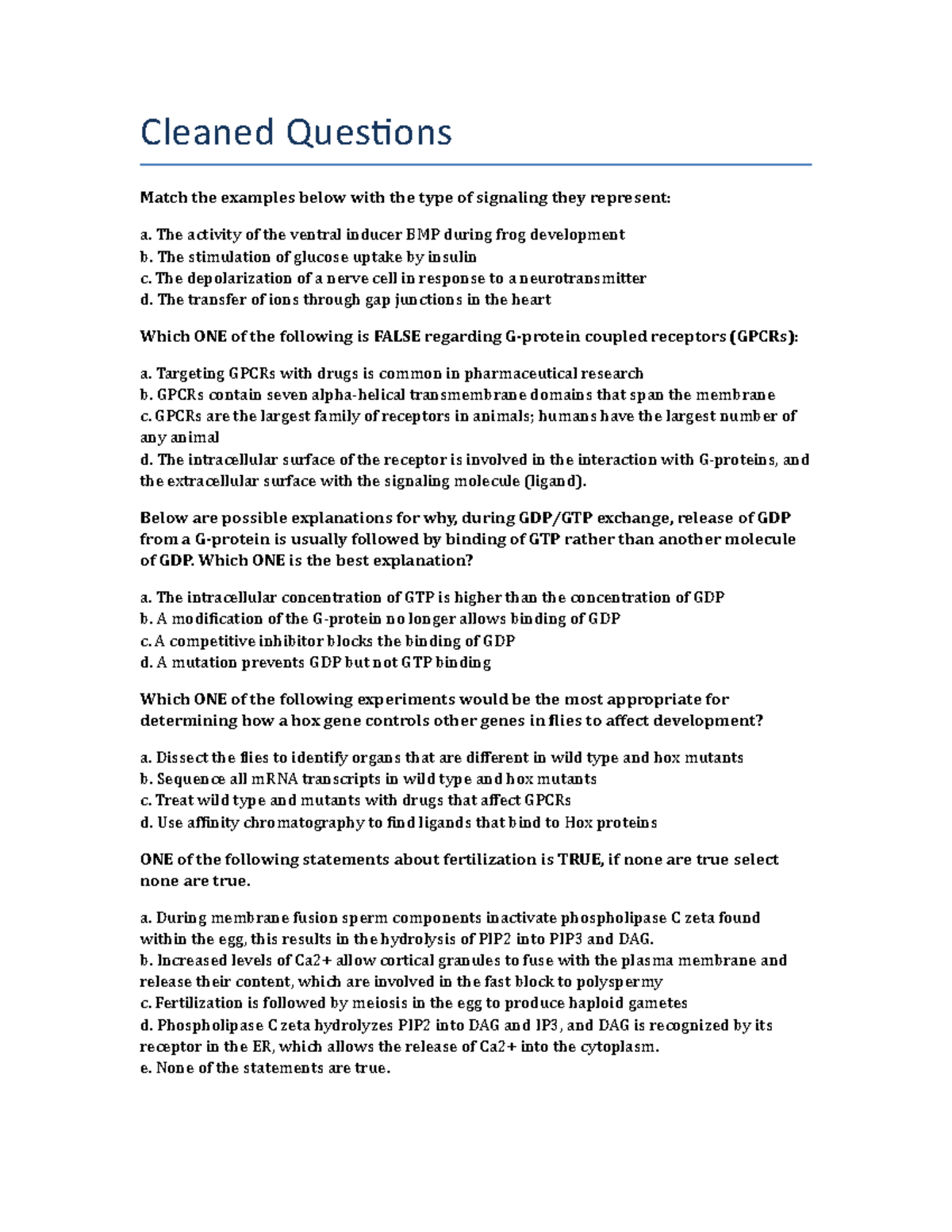 Cleaned questions bold 2 - Cleaned Ques+ons Match the examples below ...