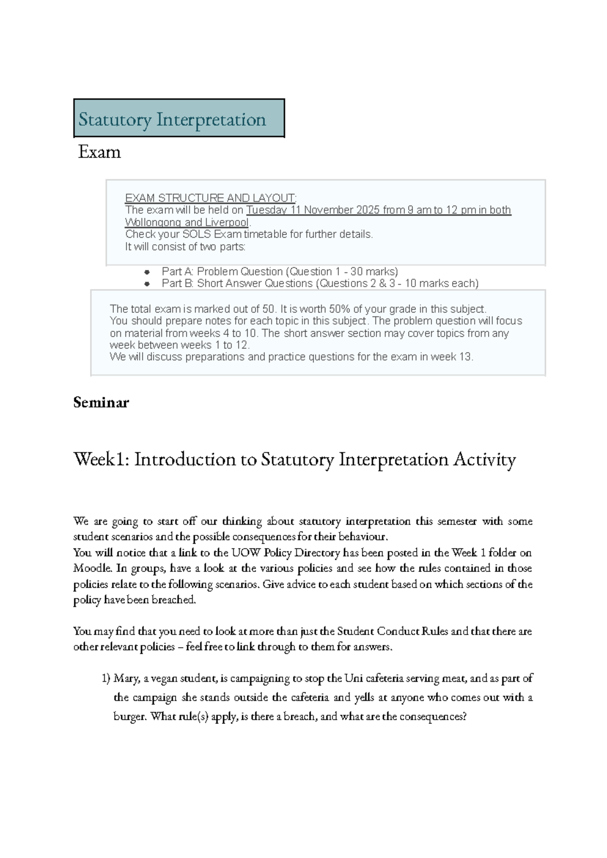 Statutory Interpretation Exam Structure and Preparation Notes - Studocu