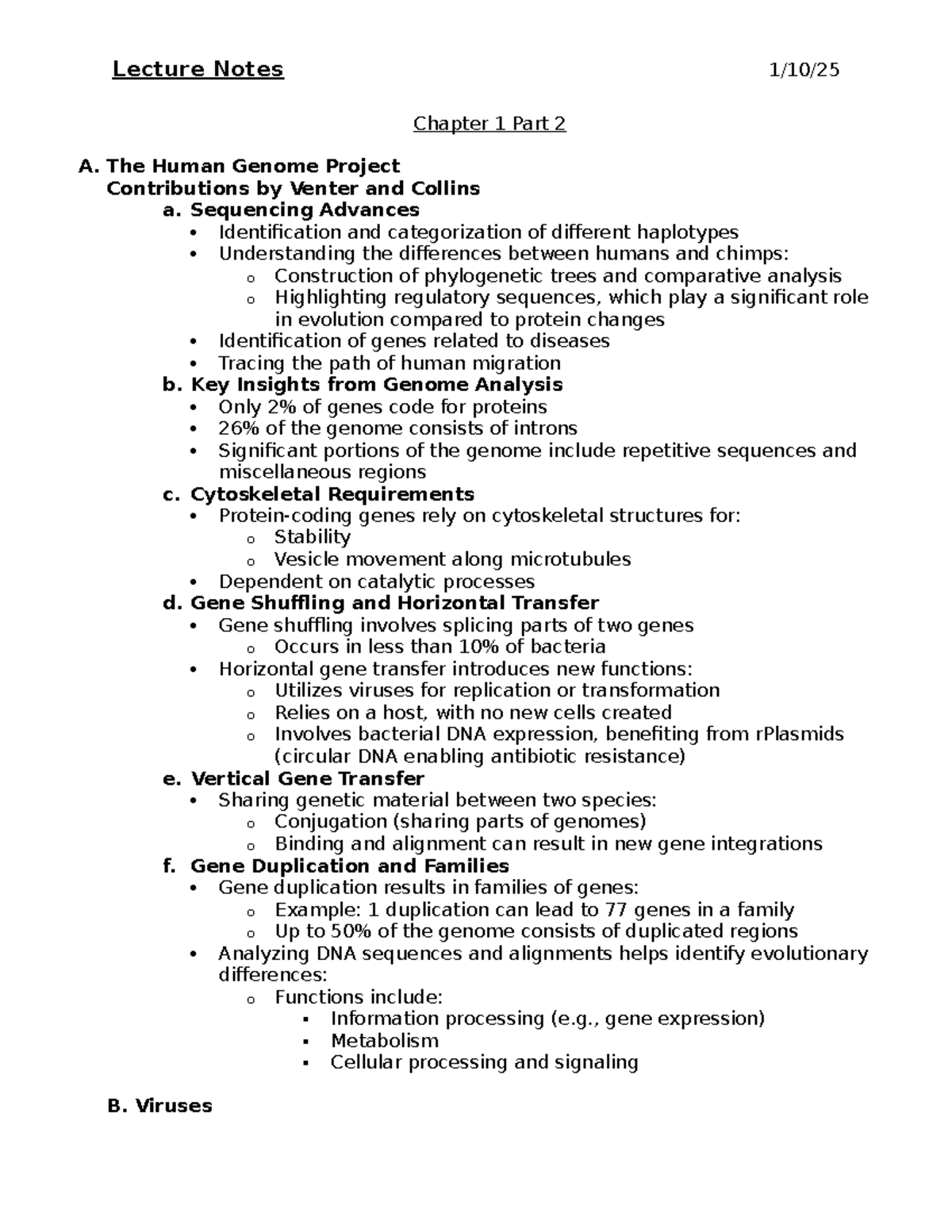 Final Exam Review Notes: Human Genome Project & Proteins (BIO101 ...