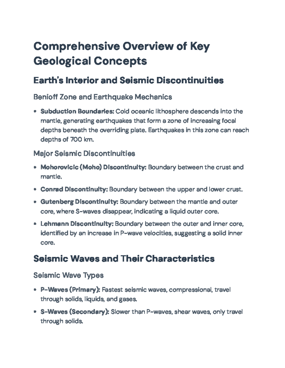 Comprehensive Overview of Geological Concepts and Processes (GEO 101 ...