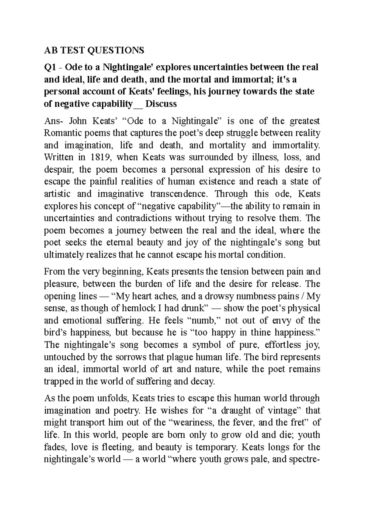 TEST Questions for Chaucer: Exploring Themes and Characters - Studocu