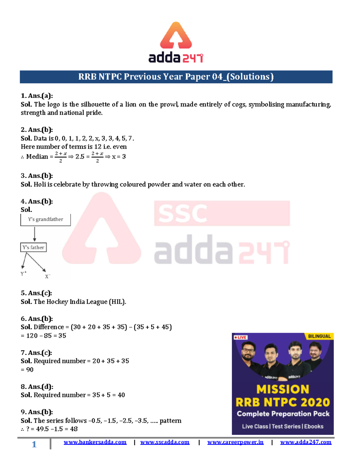 RRB NTPC Previous Year Paper 04 Solutions and Explanations - Studocu