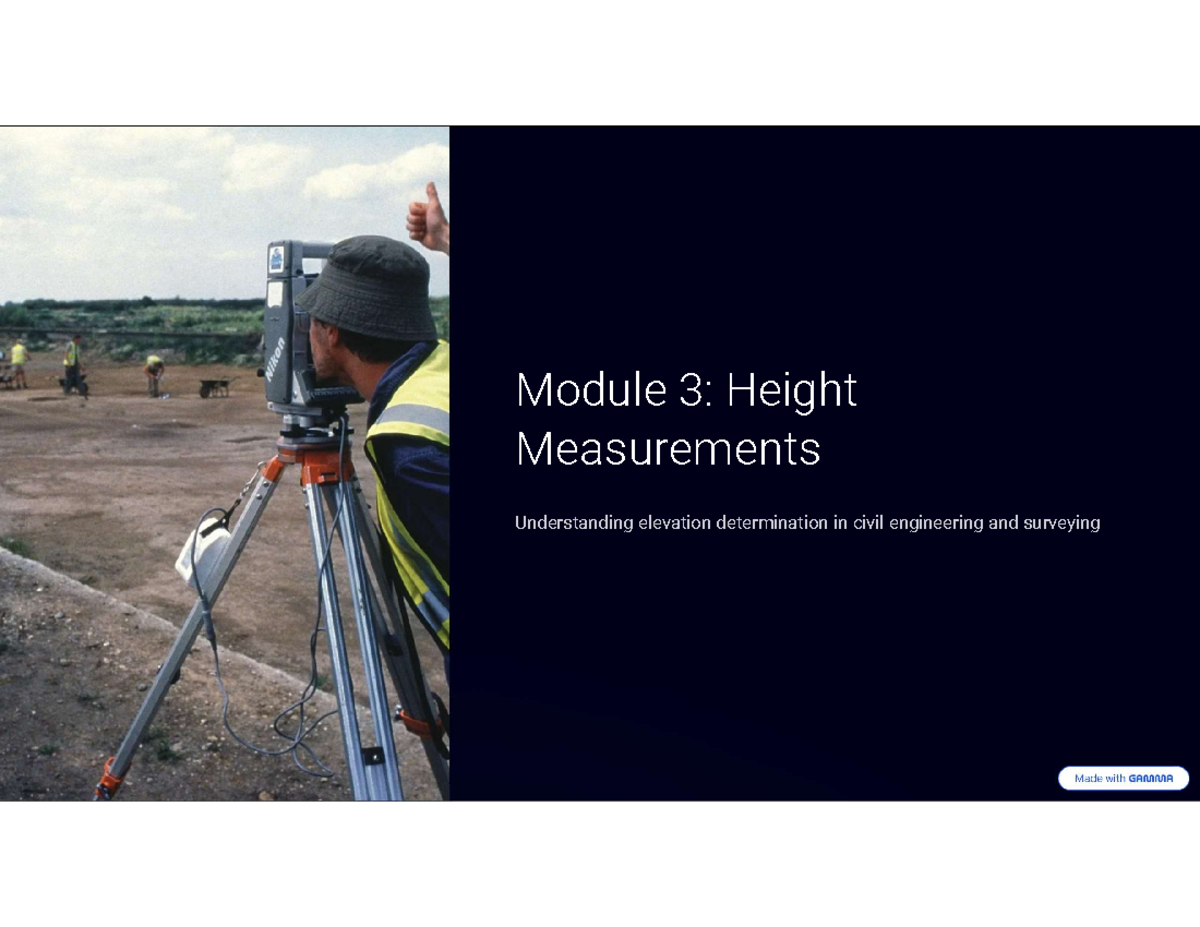 Module 3: Height Measurements in Civil Engineering and Surveying - Studocu