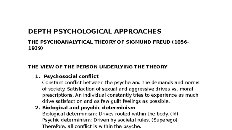 Psychoanalytical Theory of Sigmund Freud (1856-1939): Key Concepts and ...