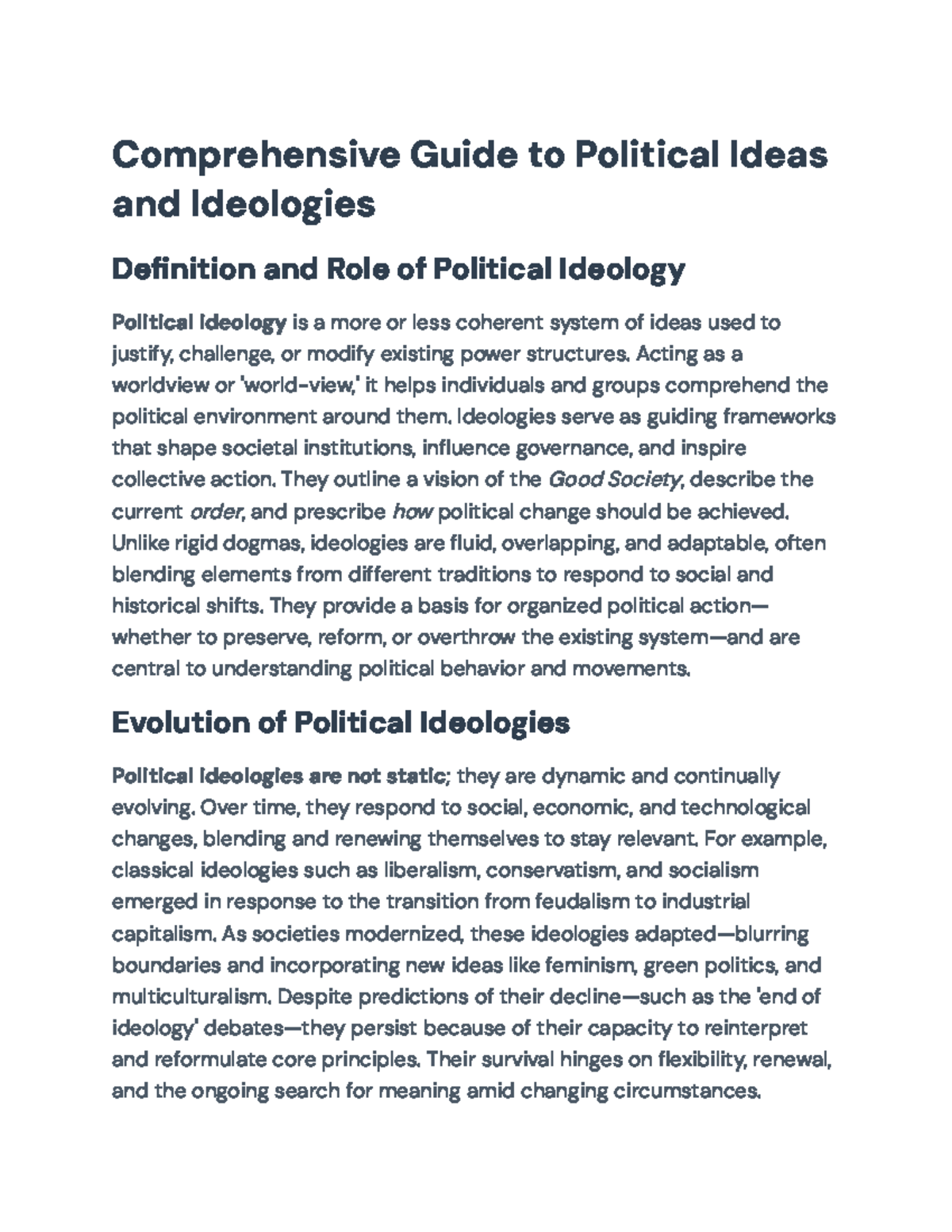 Comprehensive Guide to Political Ideologies and Their Historical Impact ...
