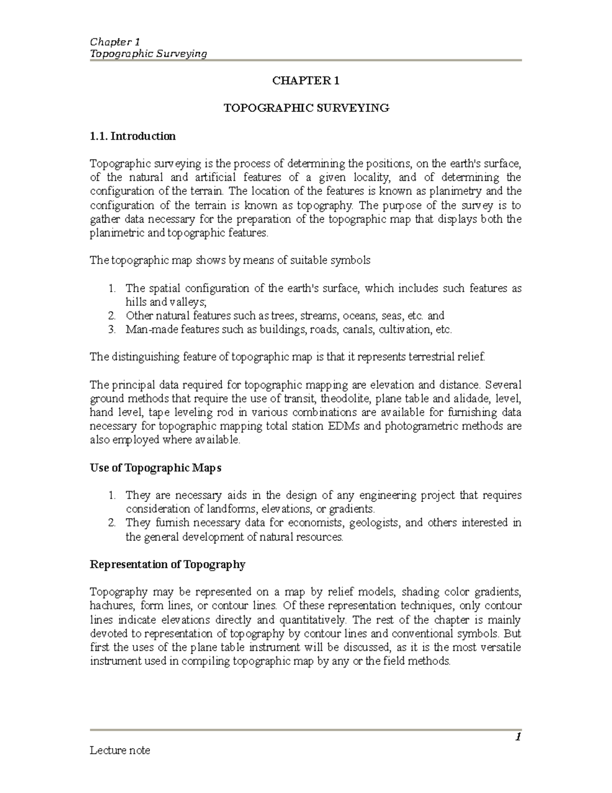 Chapter 2: Topographic Surveying and Representation Techniques - Studocu