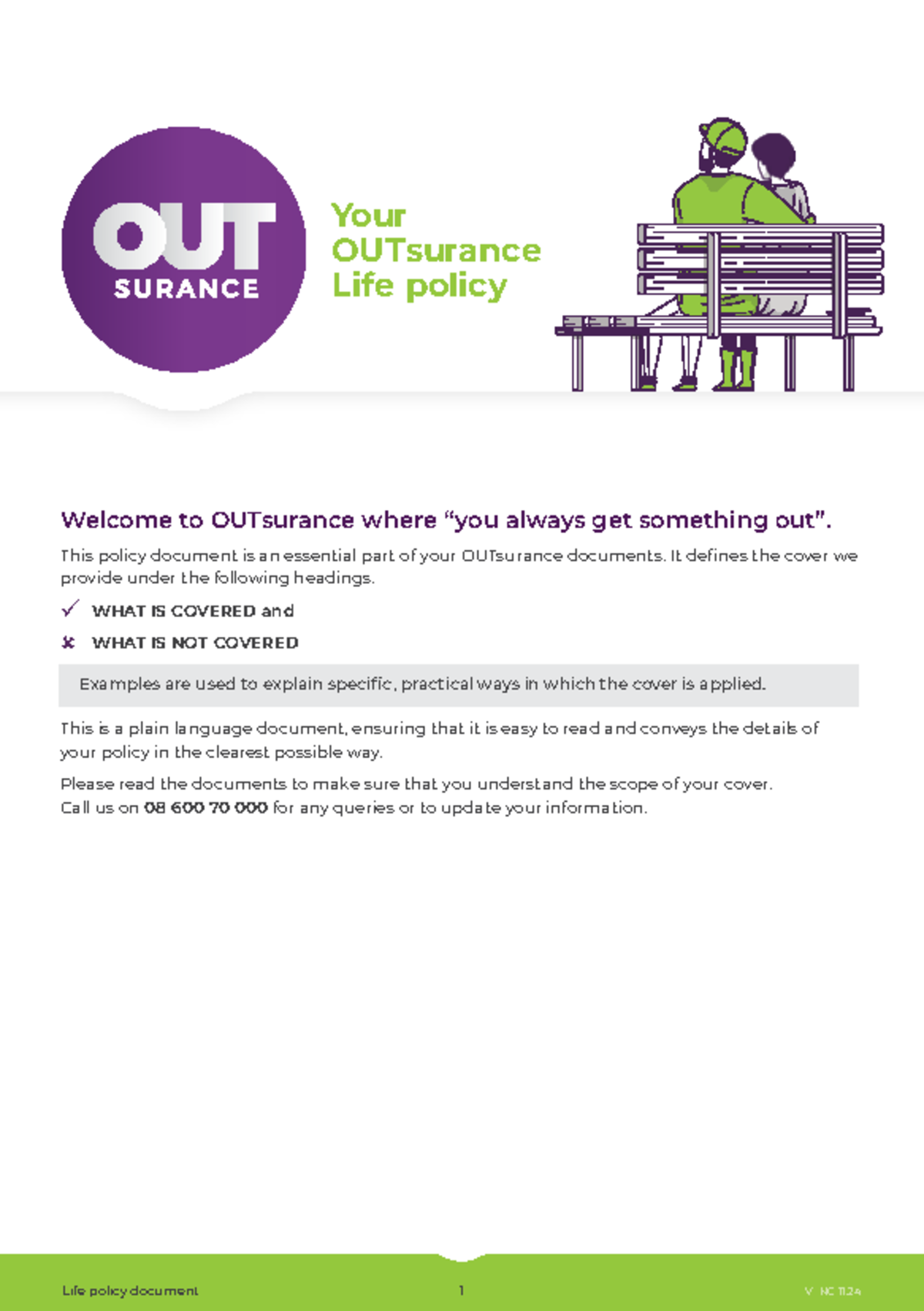 OUTsurance Life Policy Wording Analysis Document - Studocu