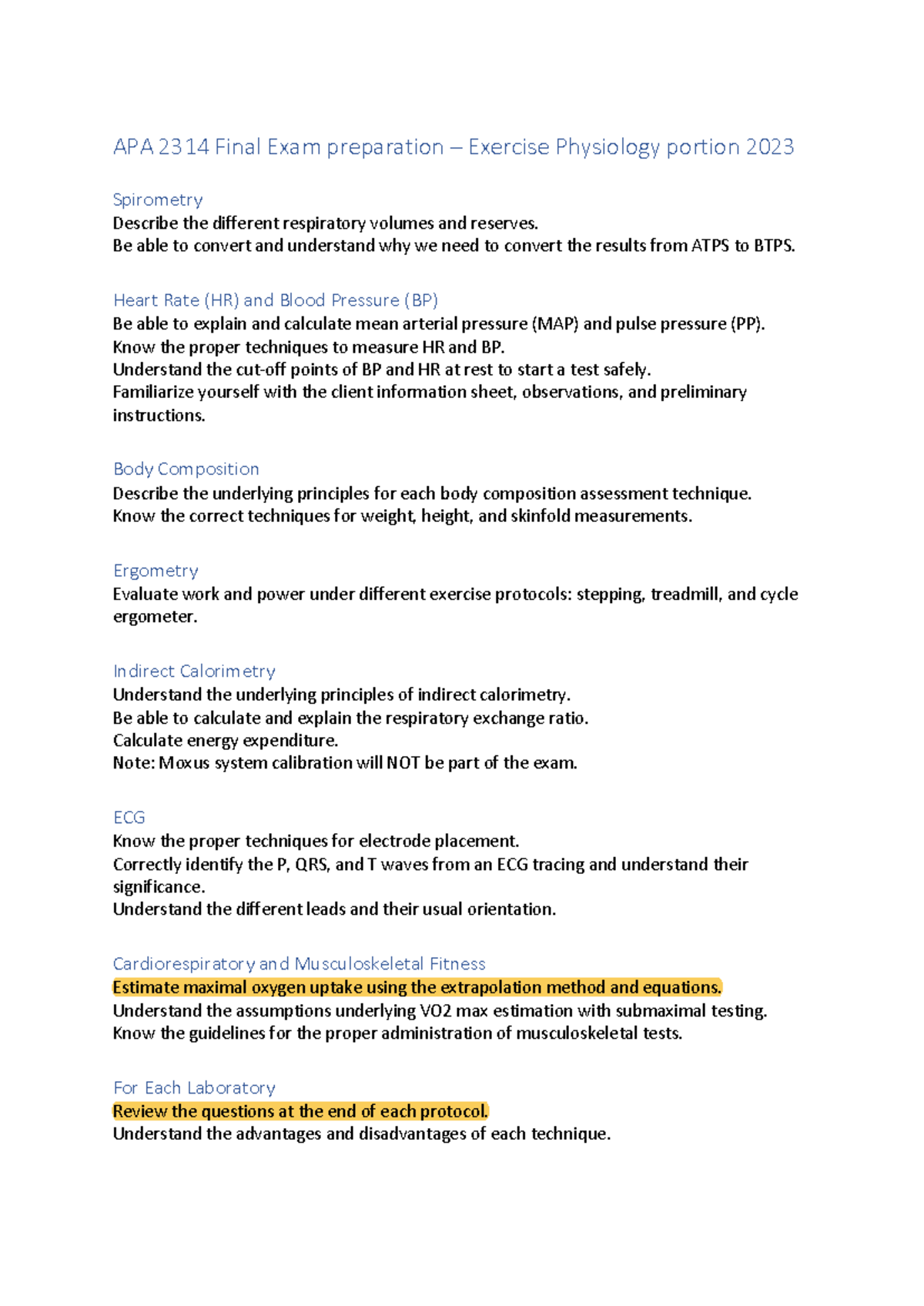 Ex Phys 2314 - Final Exam Study Guide on Key Concepts - Studocu