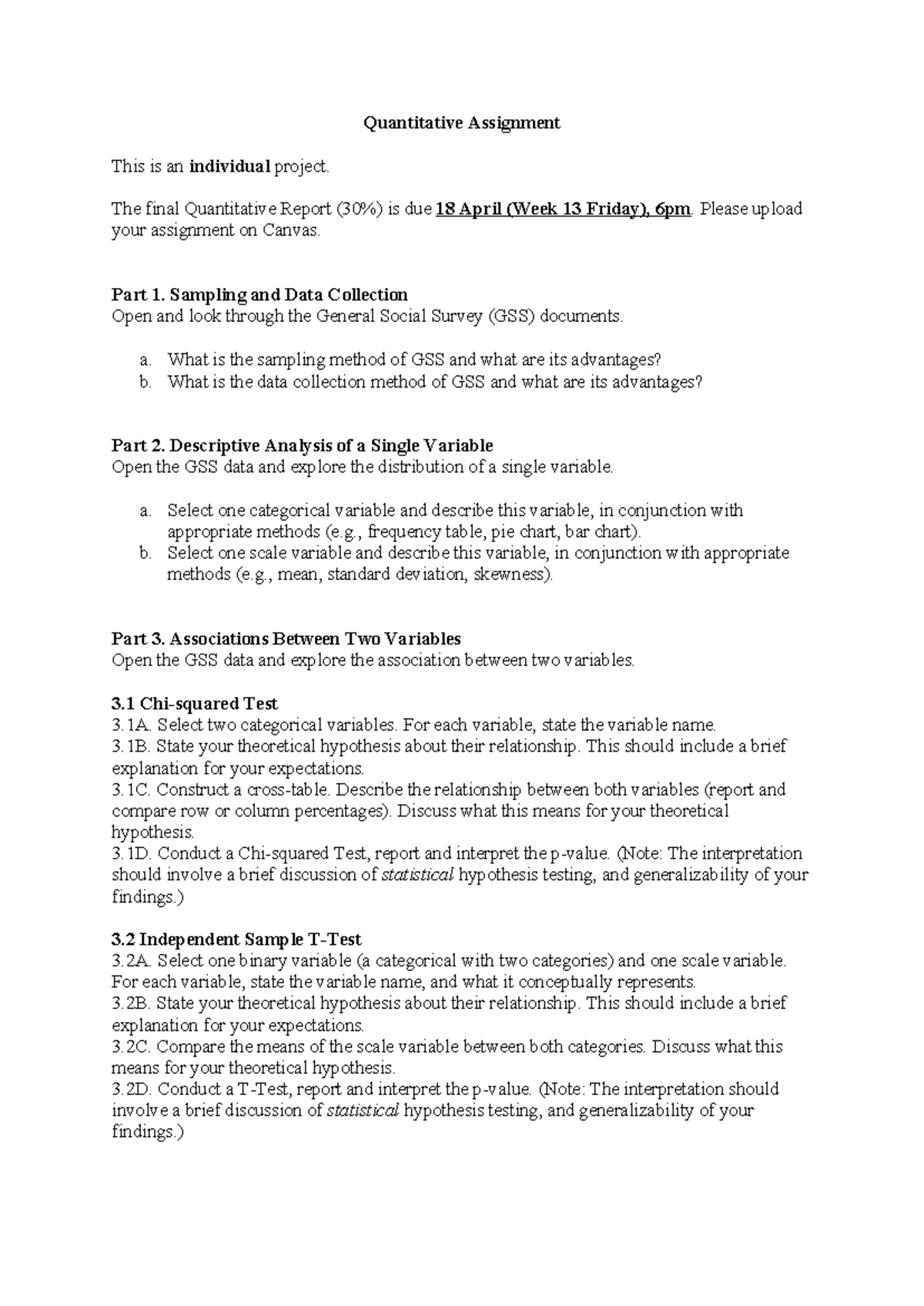 SC2101 Quantitative Assignment 2: Sampling, Data Analysis & Hypothesis ...